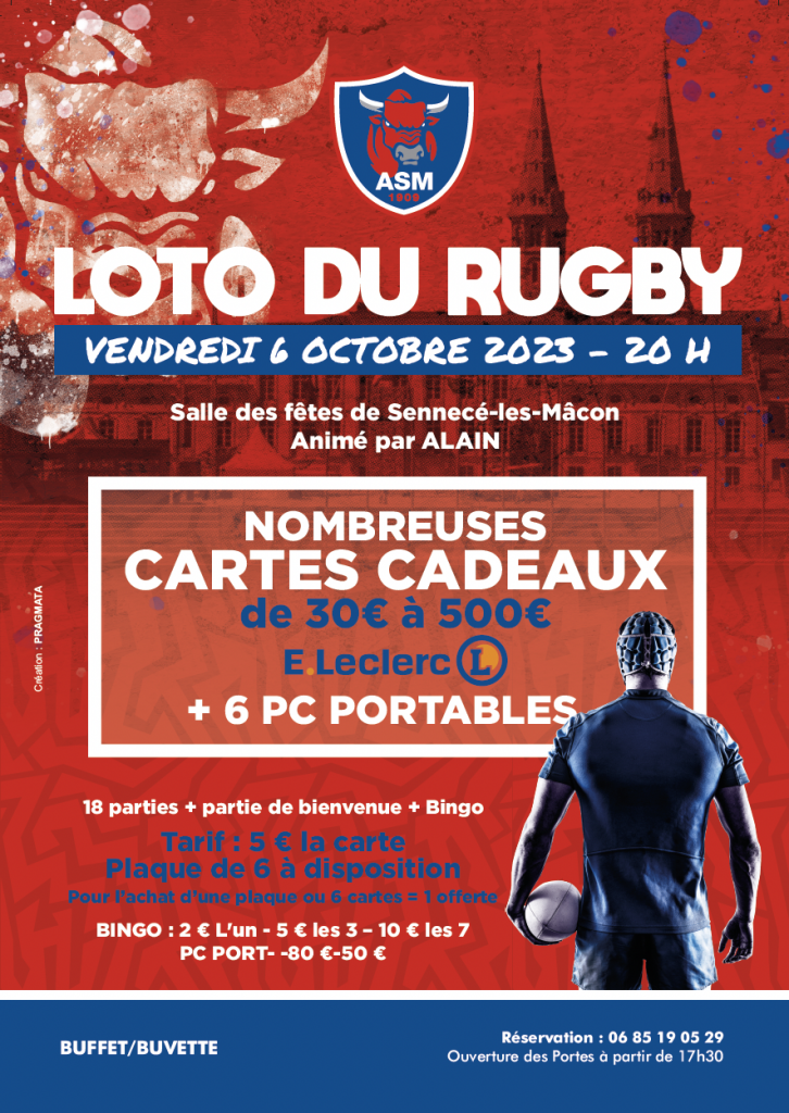 VENDREDI 06 OCTOBRE 2023 : LOTO DU RUGBY - AS Mâcon Rugby